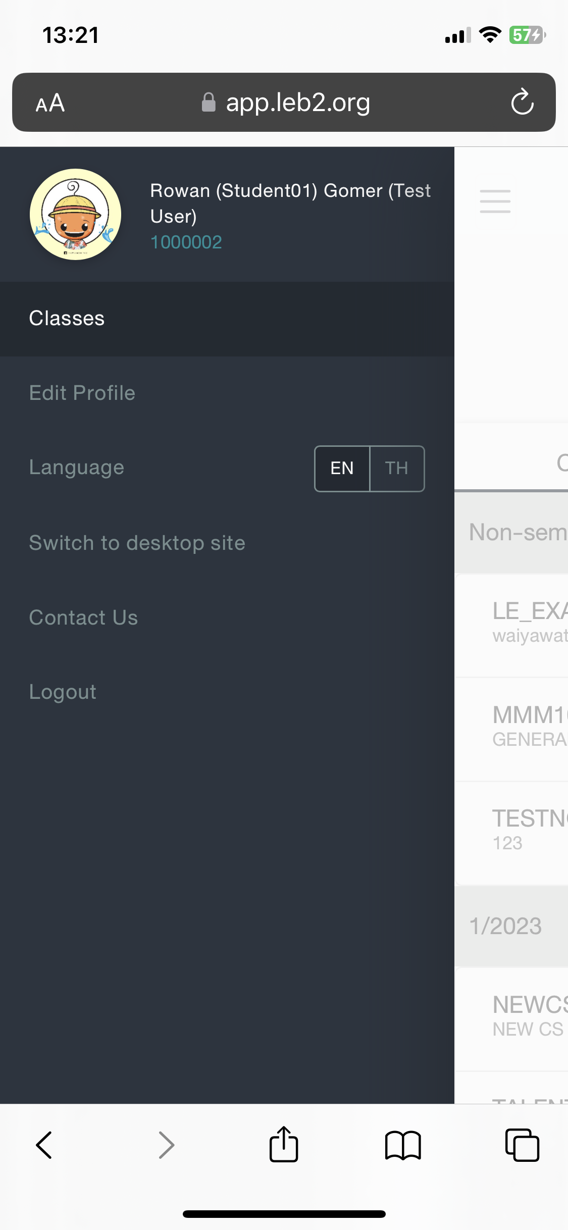 การใช้งาน LEB2 บนโทรศัพท์มือถือ – LEB2 Support