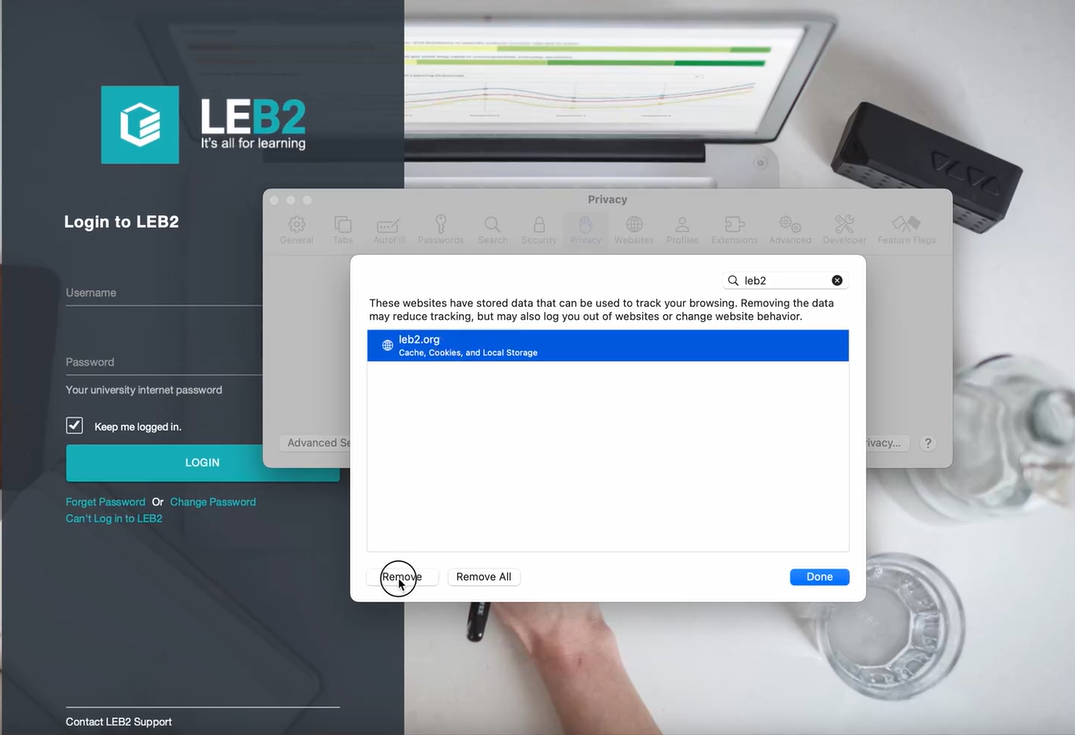 Clear Cookies – LEB2 Support