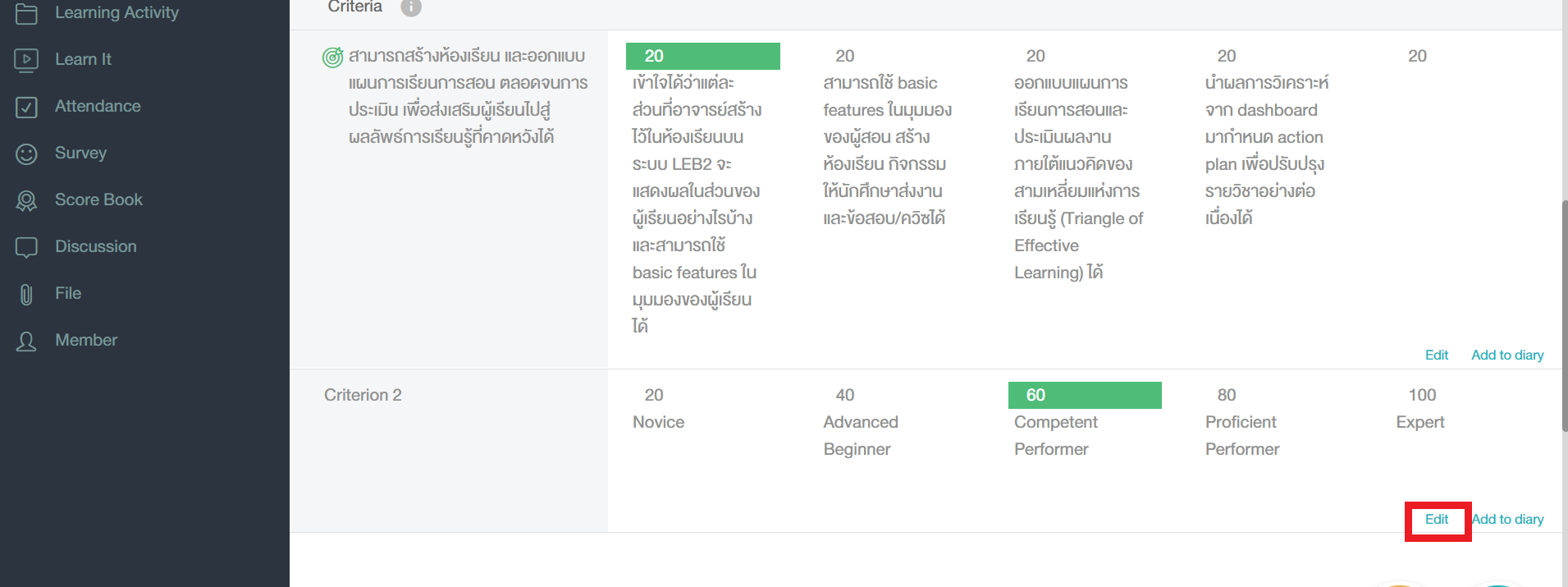 Assessment Activity Creation for Score Announcement on LEB2 – LEB2 Support